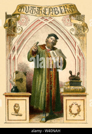 Das Porträt von Johann Gutenberg. Johannes Gensfleisch zur Laden zum ...