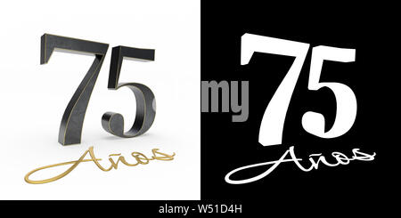 Goldene Zahl 75 (Nummer 75) und die Inschrift Jahre mit Schlagschatten ...