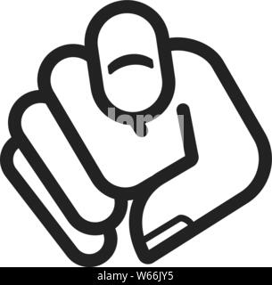 Zeigende Hand Symbol Leitung. Finger Geste vektor Symbol ...