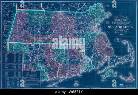 0130 Railroad Maps Rail Road Karte von Massachusetts am Boston Map ...