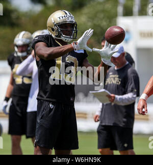 1. August 2019: Saints Receiver Michael Thomas (13) beobachtet den Ball ...