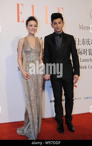 Chinesische Schauspielerin Shirley Dai und taiwanesischen Sänger Nicholas Wu Pose während einer ...