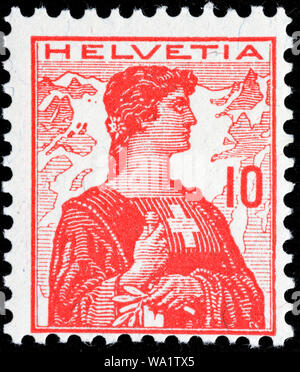 Sitzende Helvetia, Briefmarke, Schweiz, 1862 Stockfotografie - Alamy