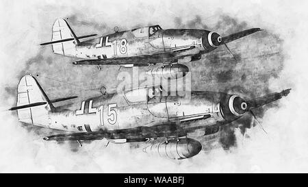 Die Messerschmitt Bf 109 ist ein deutsches Jagdflugzeug aus dem Zweiten Weltkrieg, das, zusammen ...