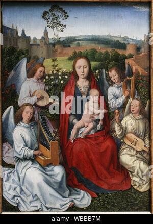 Diptychon, Madonna des Rosenblütler und St. Georg mit Spender Hans memling, um 1490. Alte ...