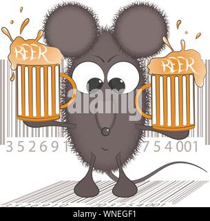 Becher Bier. Alkoholische und nicht alkoholische Getränke. Comic ...