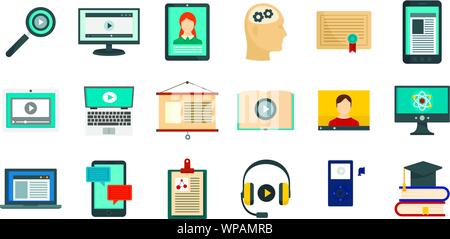 Interaktives Lernen Symbole gesetzt. Flache Satz von Interactive ...