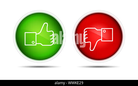 Daumen Icon Set. Wie, Abneigung und Symbol neutral. Daumen hoch in Grün ...