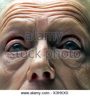 Senior, Blick, Mimik, Falten, Nahaufnahme, ganz in der Nähe, ältere ...