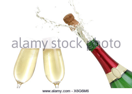 Sekt Spritzt aus Einer Sektflasche Sektkorken Knallen lassen Stockfoto ...