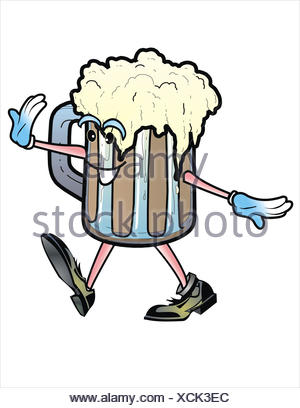 Bier-Becher Cartoon mit Schaum Stockfoto, Bild: 104838316 - Alamy