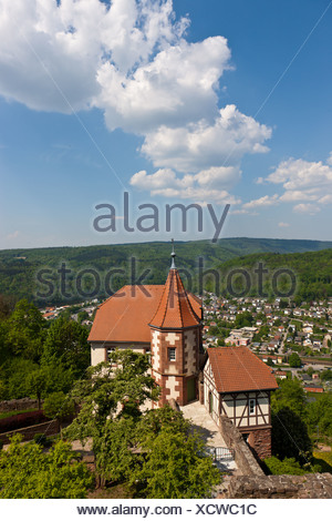 Blick von Bergfeste Dilsberg Burg gegen die katholische Kirche St ...