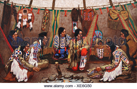 Eine Gruppe der Sioux-Indianer Stockfoto, Bild: 28154539 - Alamy