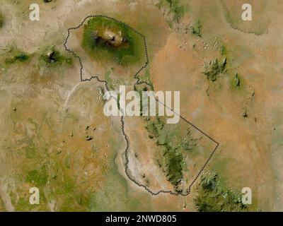 Kilimanjaro, región de Tanzania. Mapa satelital de baja resolución ...