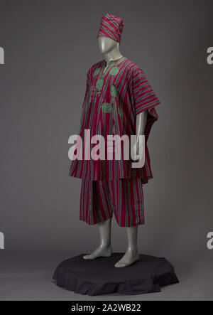 Vêtement d'homme (gbariye), Yoruba, années 80, coton, brodés avec du ...