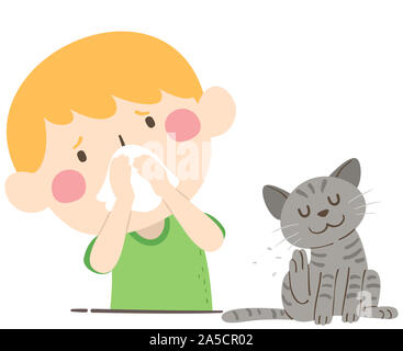 Illustration d'un garçon couvrant son nez avec un mouchoir Photo Stock ...