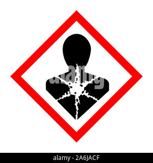 Signe de danger avec symbole substances cancérogènes Banque D'Images ...