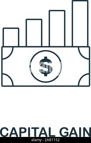 Concept des gains en capital, l'icône Contour linéaire, signe, fine ...