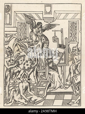 Illustration allégorique de Bonifacio Simonetta aidée par un ange ...