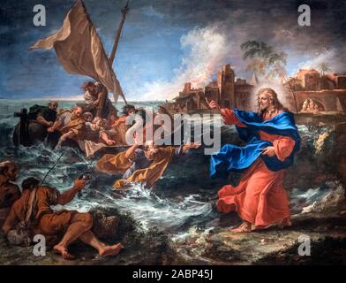 Jésus et la pêche miraculeuse de poissons sur le lac de Genesareth (Mer ...