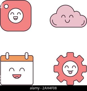 L'icône de couleur à crémaillère souriant. Heureux. Processus de ...