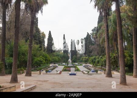 Jardin Jnan Sbil, Royal Park à Fes avec son lac et de grands palmiers ...