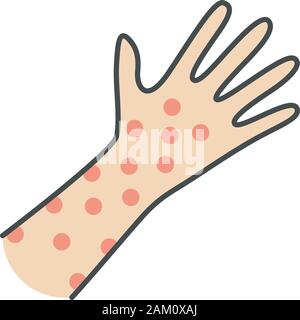 La dermatite de contact, de l'urticaire l'icône de couleur. La rougeur ...