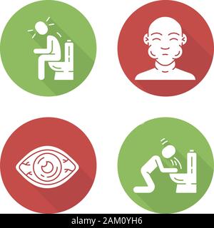 L'intoxication alimentaire, toutes les icônes des glyphes. La fatigue ...