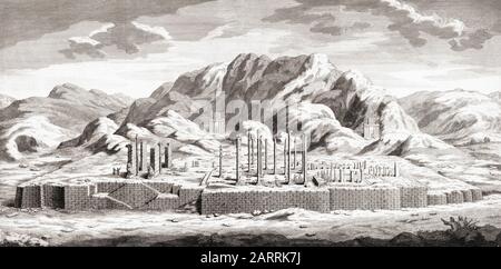 Ruines du palais dans la capitale perse Persepolis dans l'Iran actuel ...
