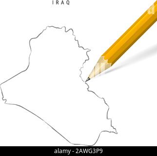 L'Iraq la carte croquis à la main. Concept illustration vectorielle ...