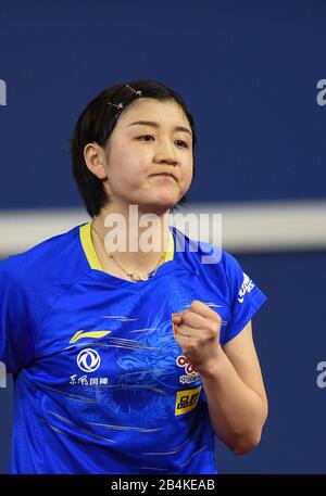 Chen Meng and WANG Yidi of China take part in women's doubles final ...