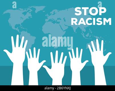 les mains interraciales avec la planète mondiale arrêtent la campagne ...