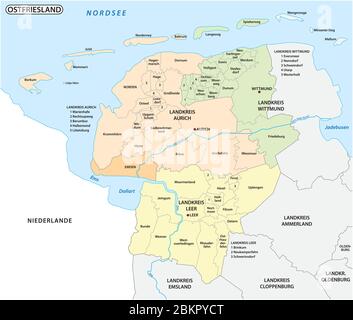 Carte vectorielle de l'état de Basse-Saxe en allemand, Allemagne Image ...