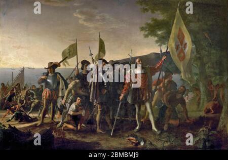 John Vanderlyn, débarquement de Colomb, Christophe Colomb 1847 Peinture ...