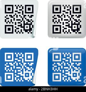 Vector illustration. Autocollant QR Code en deux styles et couleurs ...