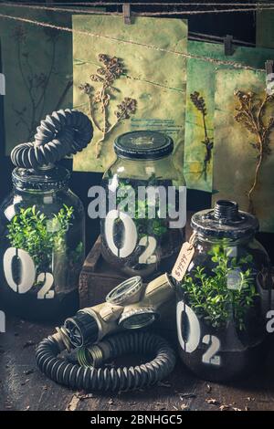 Bizarre masque d'oxygène comme un problème de pollution de l'air ...