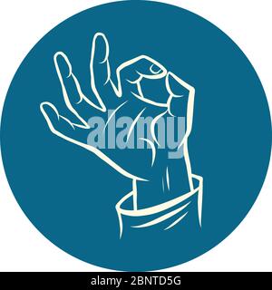 OK main signe vecteur logo de doigt. OK main symbole parfait OK geste ...