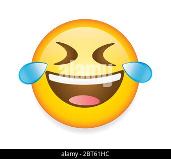 Smiley emoticon,rire avec des larmes. Avant jaune avec des émotions. L ...