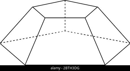 C’est une pyramide pentagonale avec coupe par plan, dessin de ligne ...