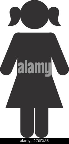 icône de fille de pictogramme sur fond blanc, style de ligne ...