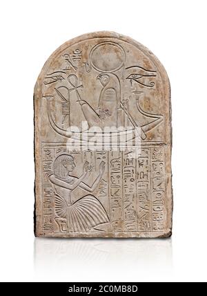 Stèle égyptienne antique dédiée à Re-Harakhty par le dessinateur Pay ...