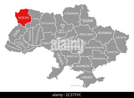 Rouge mis en volhynie carte de l'Ukraine Photo Stock - Alamy