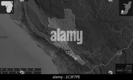 Niari, région de la République du Congo. Carte d'altitude en niveaux de ...