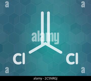 Polymère de chlorure de polyvinylidène (PVDC), structure chimique ...