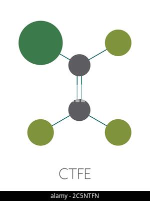 Polymère de polychlorotrifluoroéthylène (PCTFE), structure chimique ...