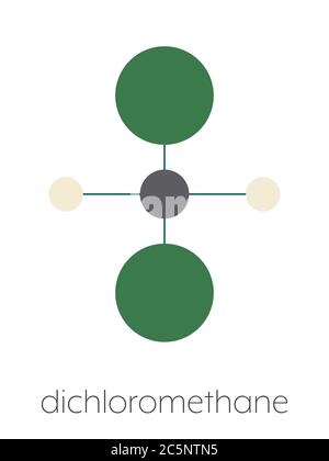 Le dichlorométhane (CH2Cl2, chlorure de méthylène, DCM) molécule, la ...