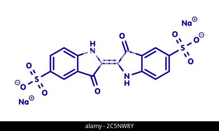 Molécule de colorant indigo indigotine. Utilisé pour colorer le coton ...