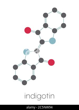 Molécule de colorant indigo indigotine. Utilisé pour colorer le coton ...