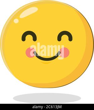Joyeux smiley avec des joues roses. Dessin animé Illustration ...
