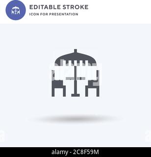 Symbole de terrasse, signe plat rempli, pictogramme solide isolé sur ...